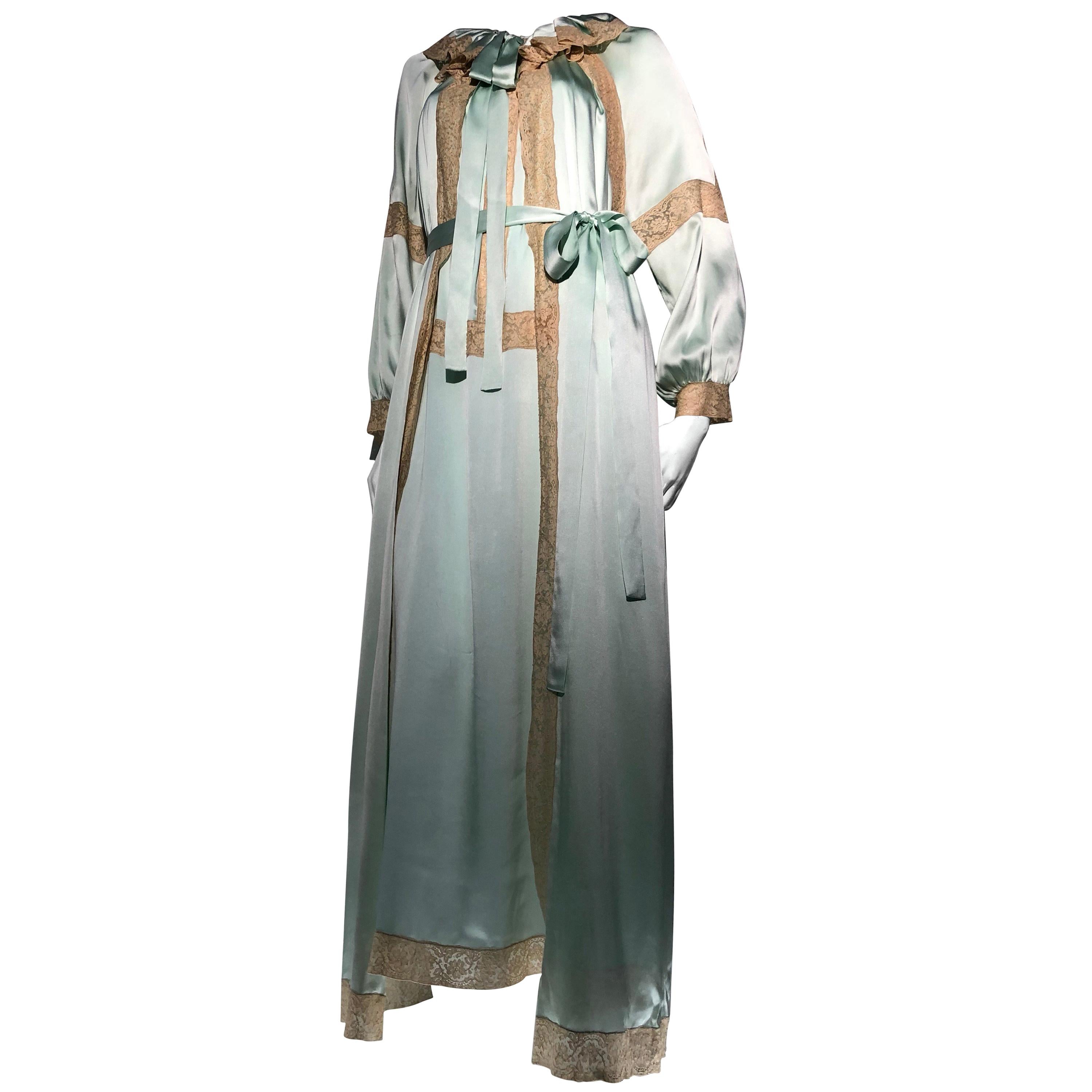 1970s Nina Ricci Mint Green Silk Charmeuse and Ecru Lace 2 Piece ...