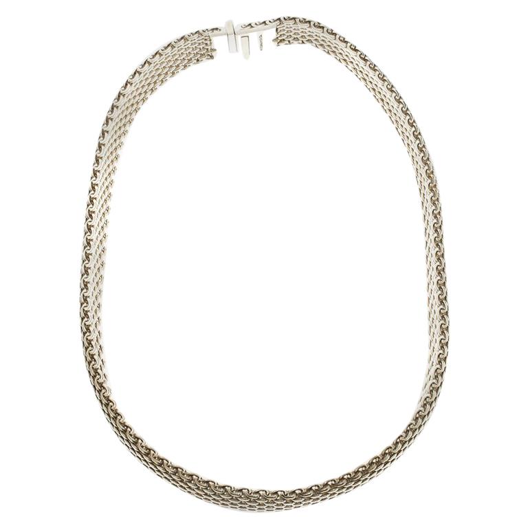 Tiffany and Co. Somerset Mesh Silver Choker Necklace For Sale at ...