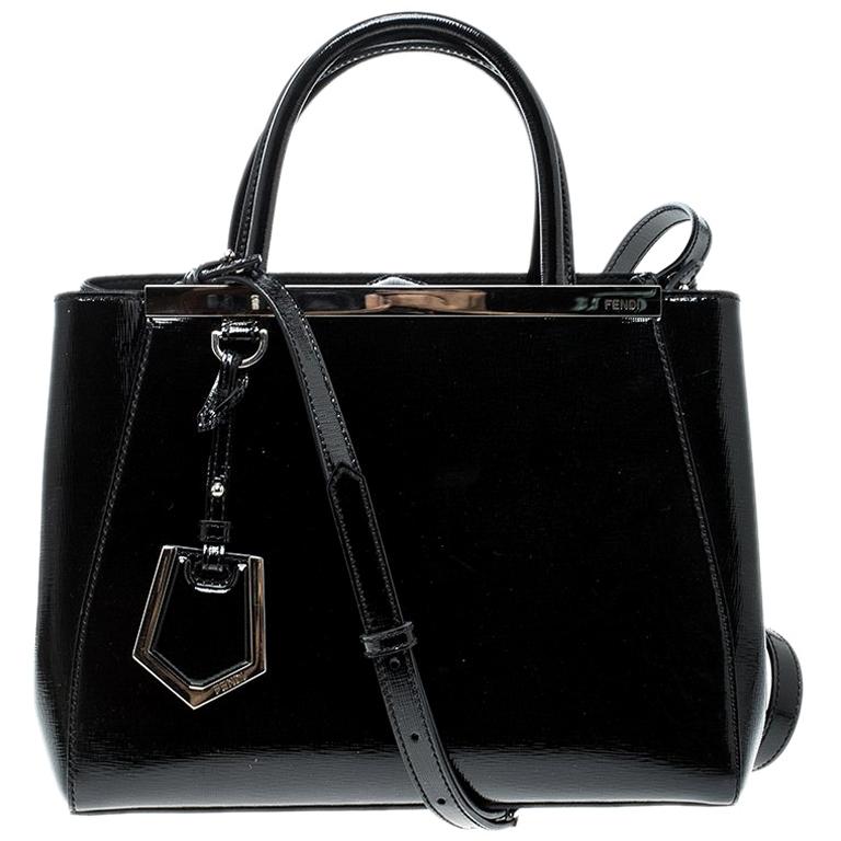 Fendi Black Patent Leather Small 2Jours Tote For Sale at 1stDibs