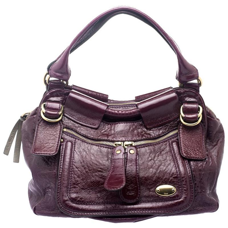 Chloe Burgundy Patent Leather Large Bay Hobo For Sale at 1stDibs ...