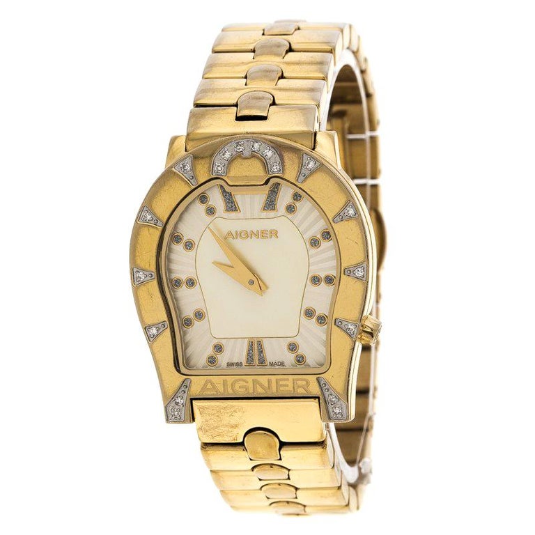 Aigner Pearl Gold Plated Steel &Diamonds Ravenna A02400 Women's ...