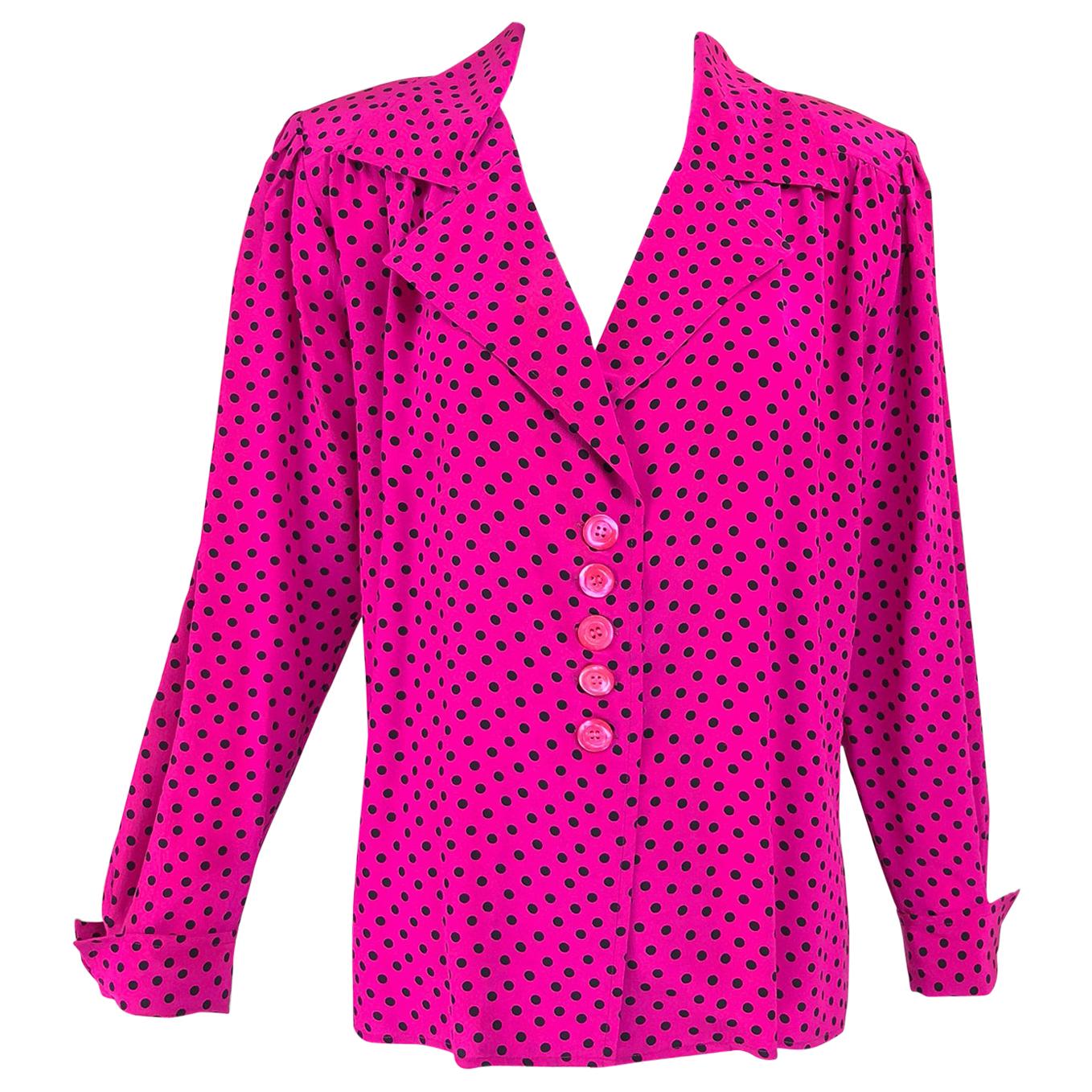 Vintage YVES SAINT LAURENT Metallic silk peasant blouse YSL at 1stDibs