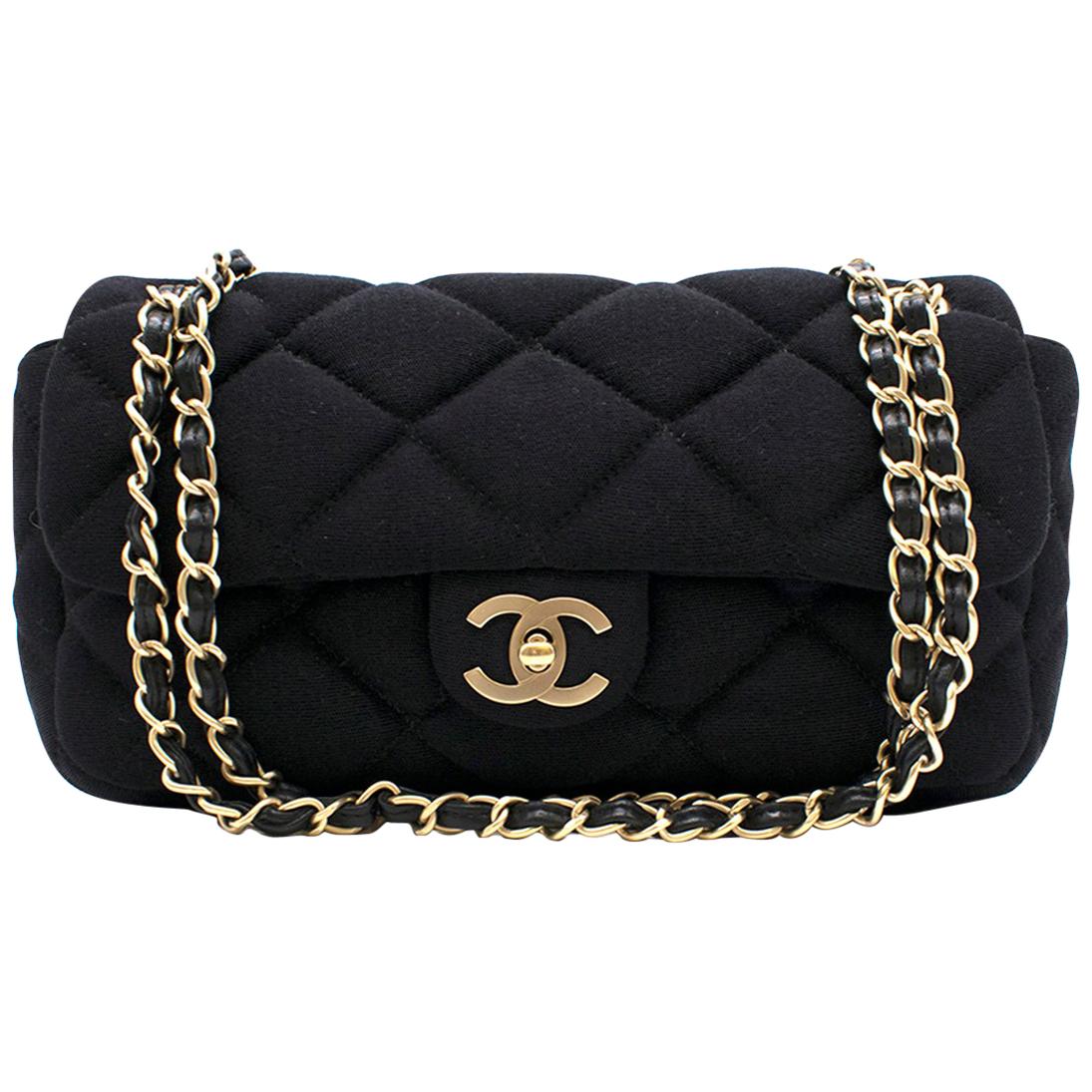 Chanel Medium Jersey Quilted Flap Bag at 1stDibs