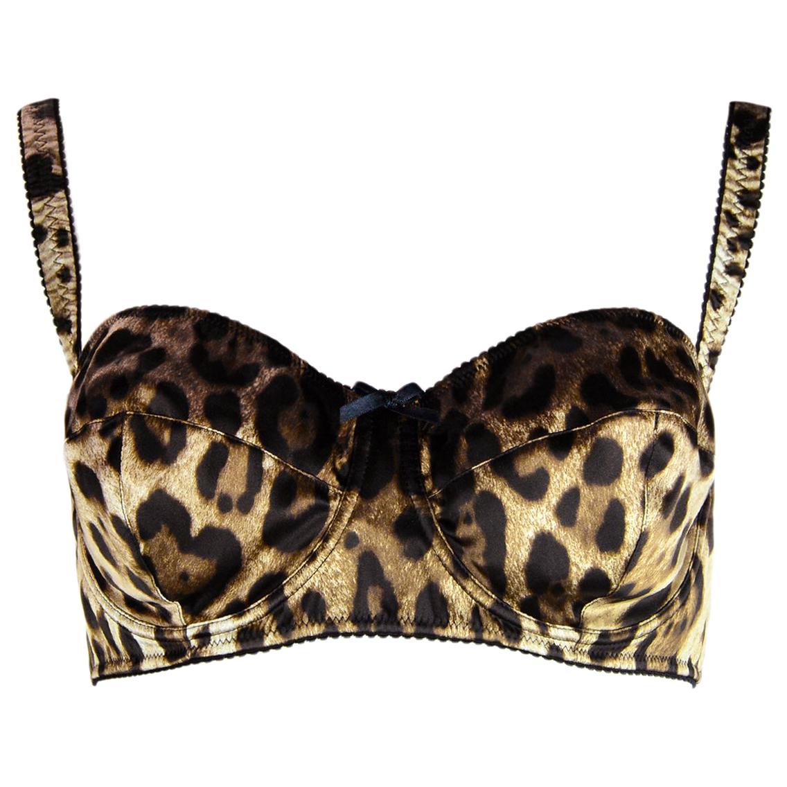 Dolce and Gabbana Silk Leopard Print Bra Sz IT5/US40 For Sale at 1stDibs