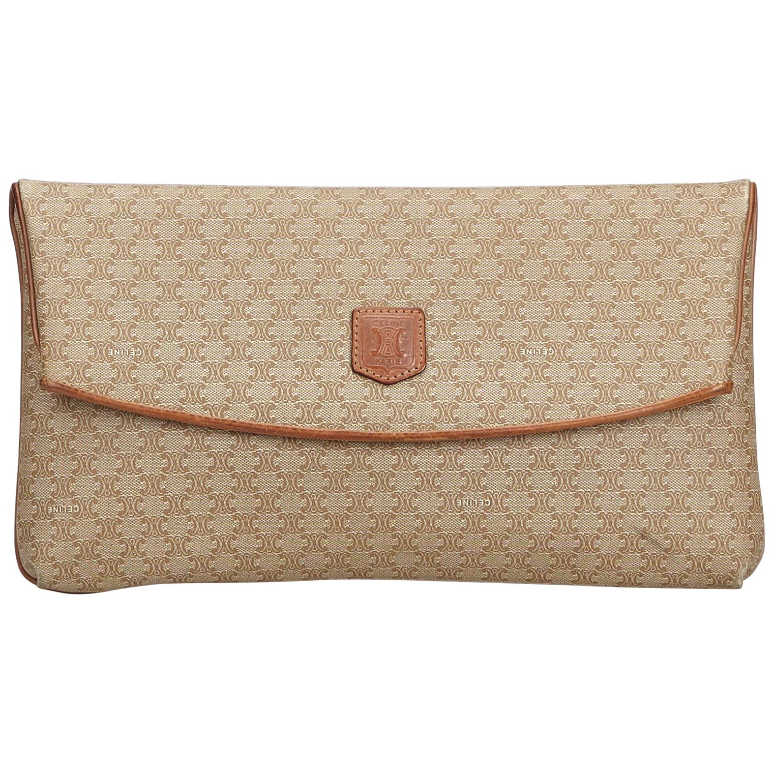 Vintage Celine clutch in Macadam canvas For Sale at 1stdibs
