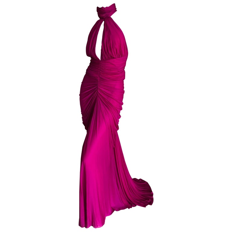 Alexander McQueen Vintage Keyhole Halter Style Evening Dress w Fishtail ...