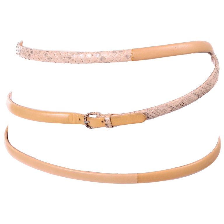 Lasso France Vintage Snakeskin and Leather Narrow Wrap Around Extra ...