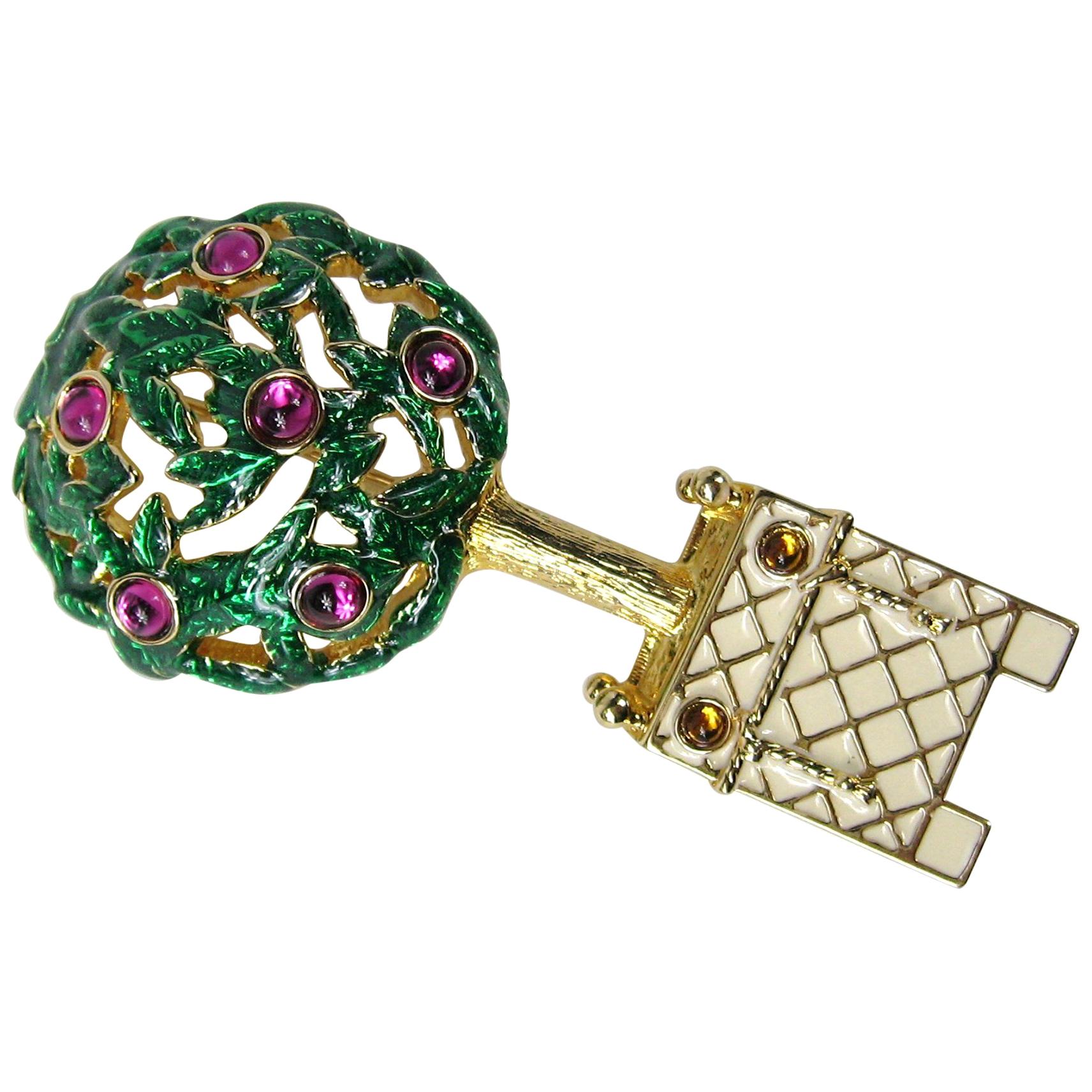 Swarovski Crystal Enameled Tree Brooch Pin New Never Worn 1980s For
