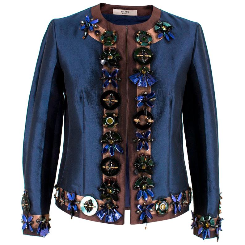 Prada Embellished Silk and Wool Jacket US 4 at 1stDibs