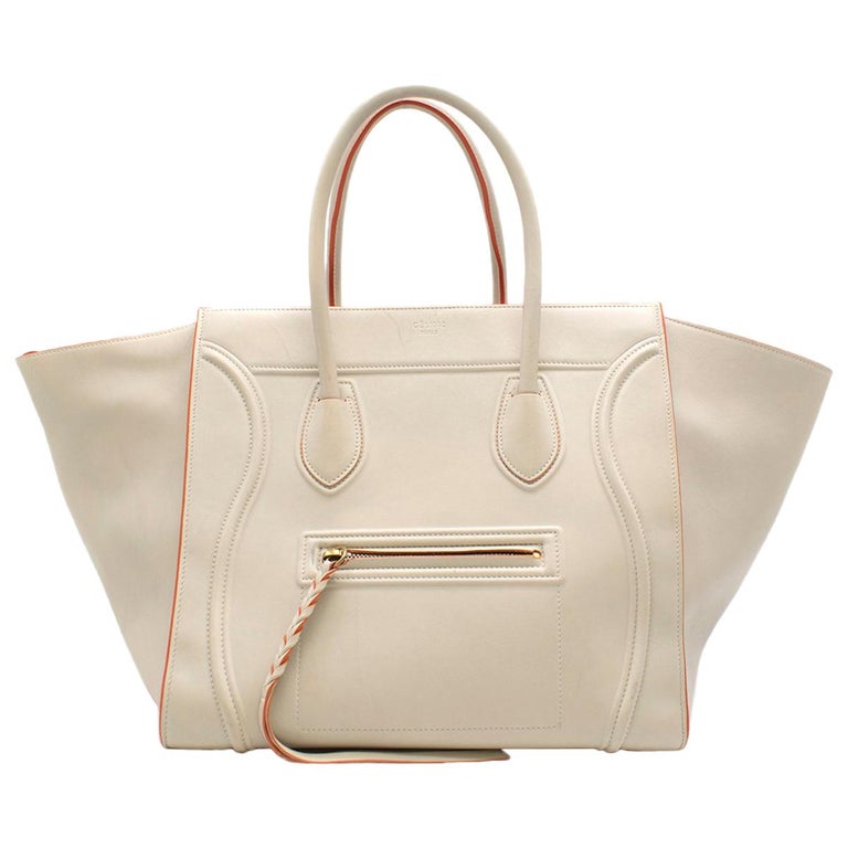 Celine Cream and Orange Calfskin Medium Luggage Phantom Bag at 1stDibs ...