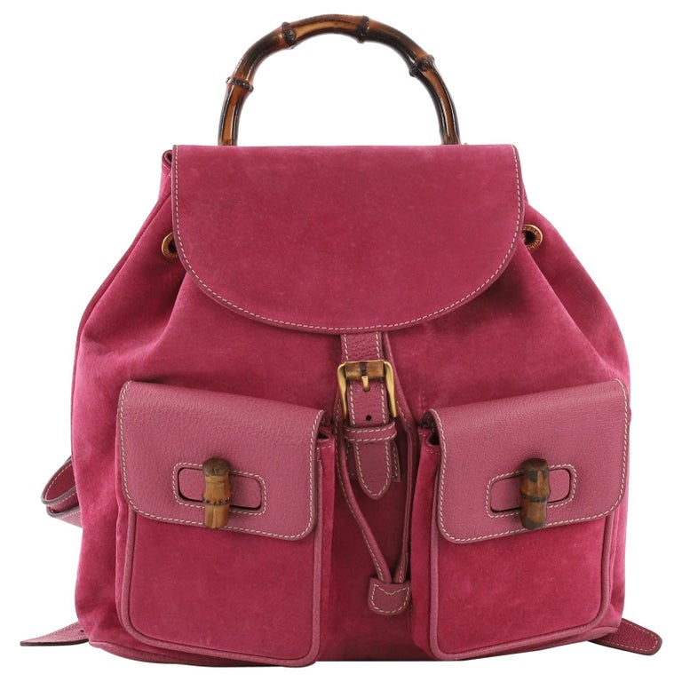 Gucci Vintage Bamboo Backpack Suede Medium at 1stDibs
