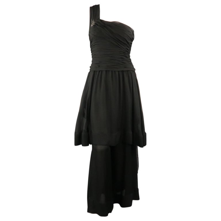 CHANEL Size 4 Black Silk SS 2003 Bustier Wide Leg Skirt Jumpsuit For ...