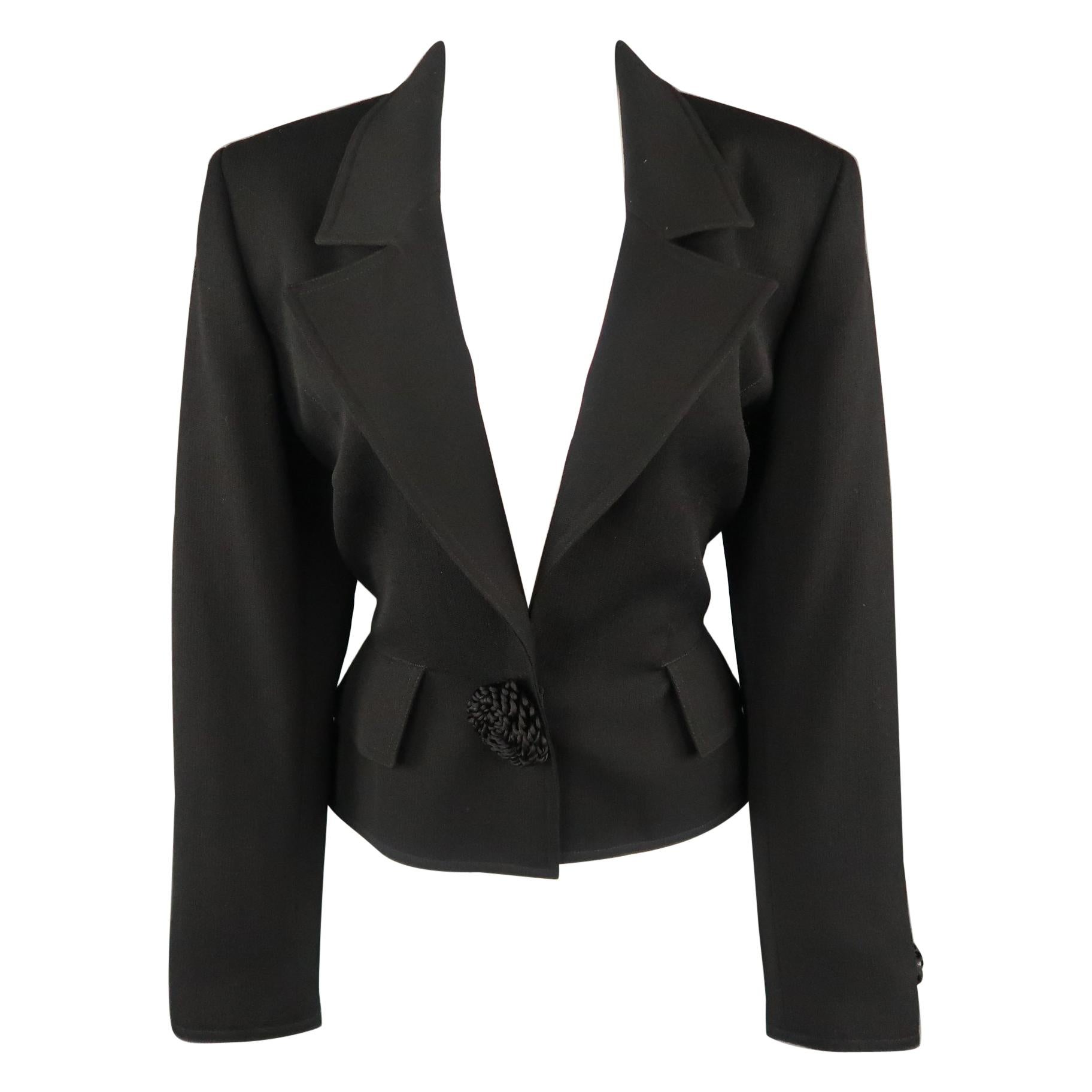 Valentino Black Pure Silk Chiffon Evening Jacket with Beadwork For Sale ...
