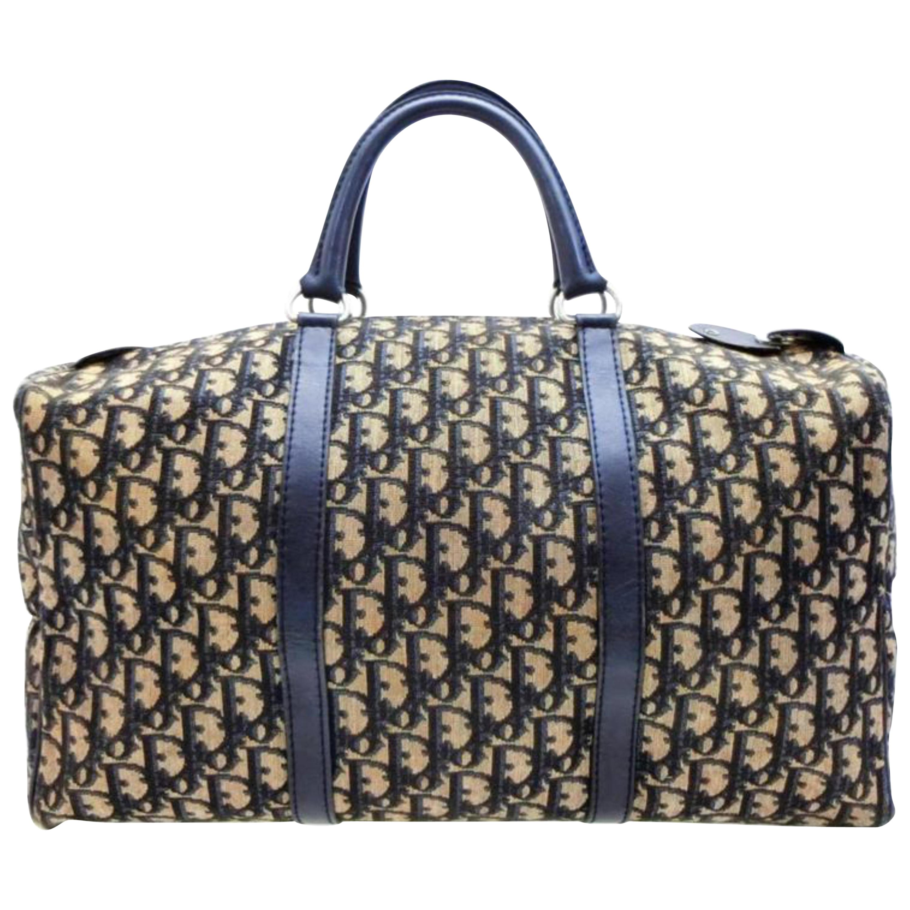 Dior Oblique Monogram Signature Boston Duffle 228163 Navy Coated Canvas ...