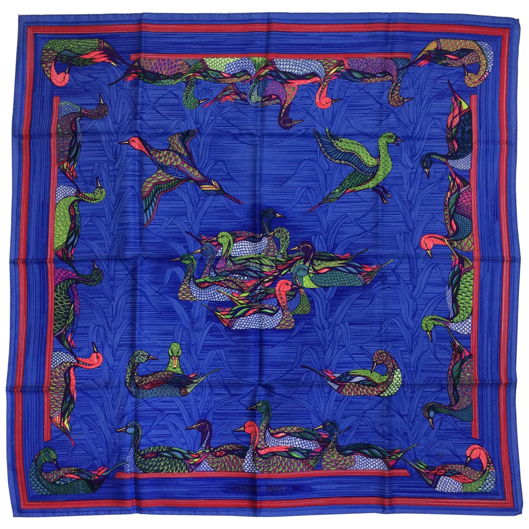 Hermes Silk Duck Print Scarf For Sale at 1stDibs | hermes duck scarf