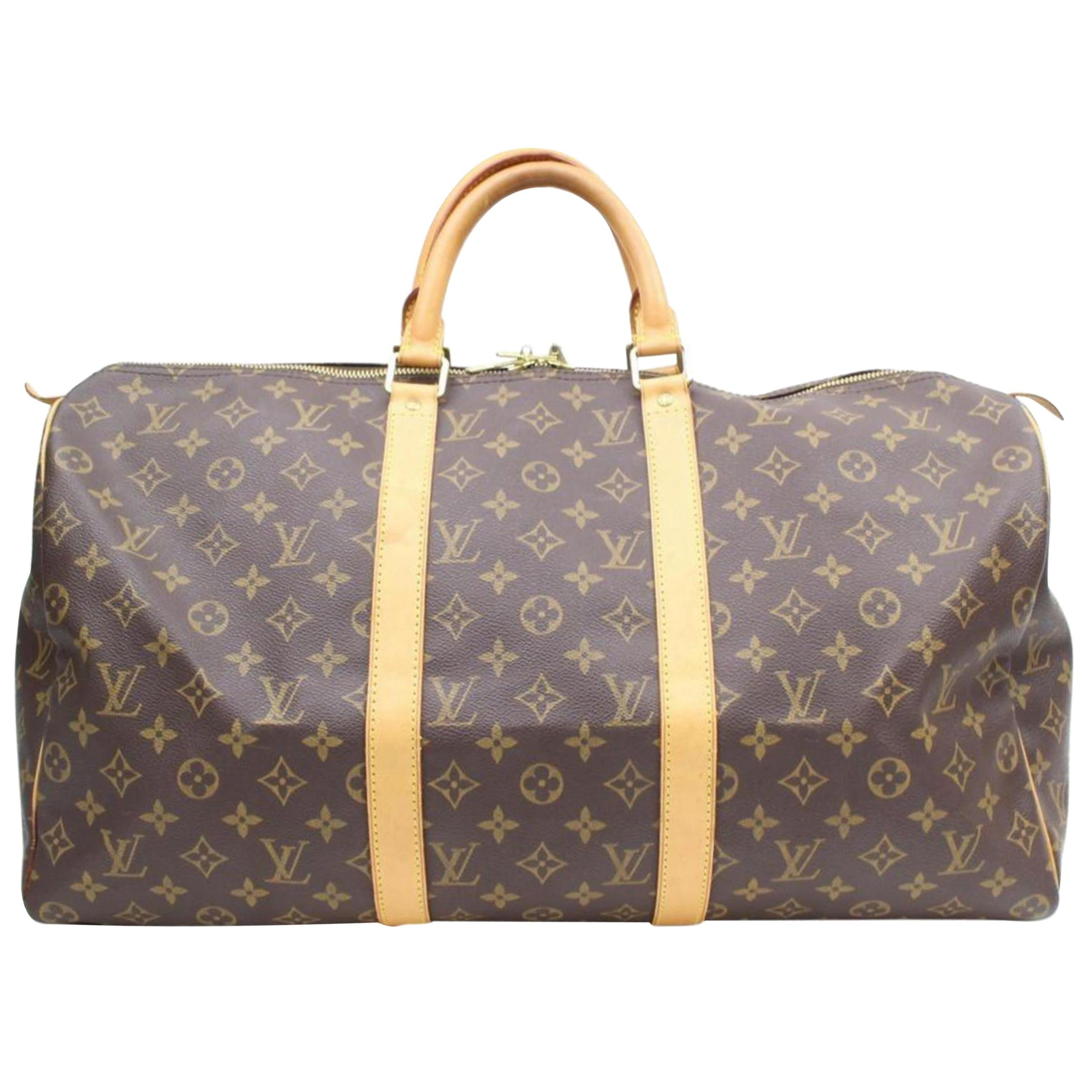 Louis Vuitton Keepall Monogram 50 869098 Brown Coated Canvas Weekend ...
