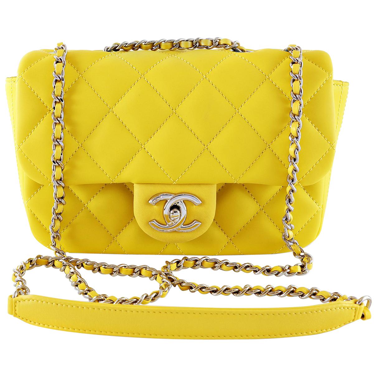 Chanel Yellow Lambskin Mini Classic at 1stDibs