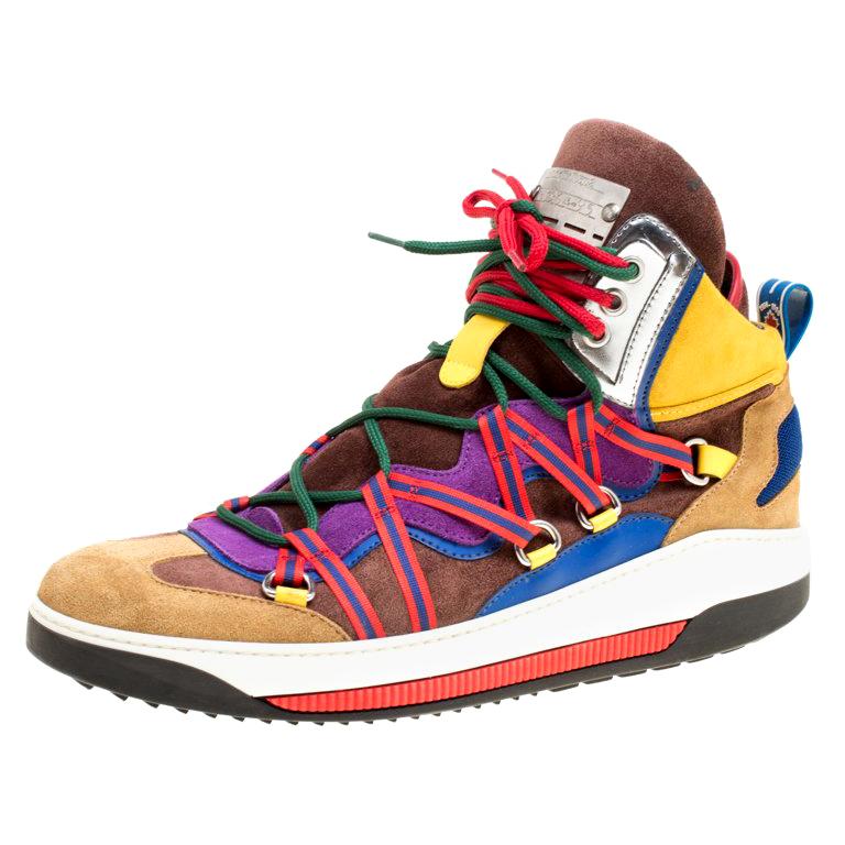 Dsquared2 Multicolor Suede High Top Sneakers Size 42 For Sale at 1stDibs
