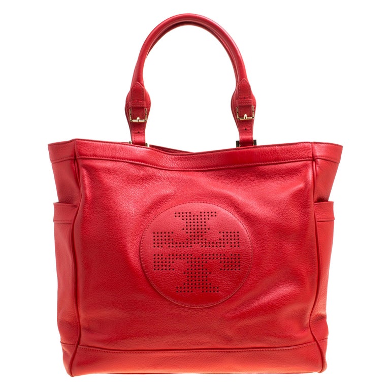 Tory Burch Red Leather Tote For Sale at 1stDibs | tory burch red tote bag