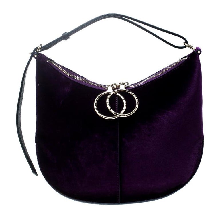 Nina Ricci Purple Velvet Kuti Hobo For Sale at 1stDibs