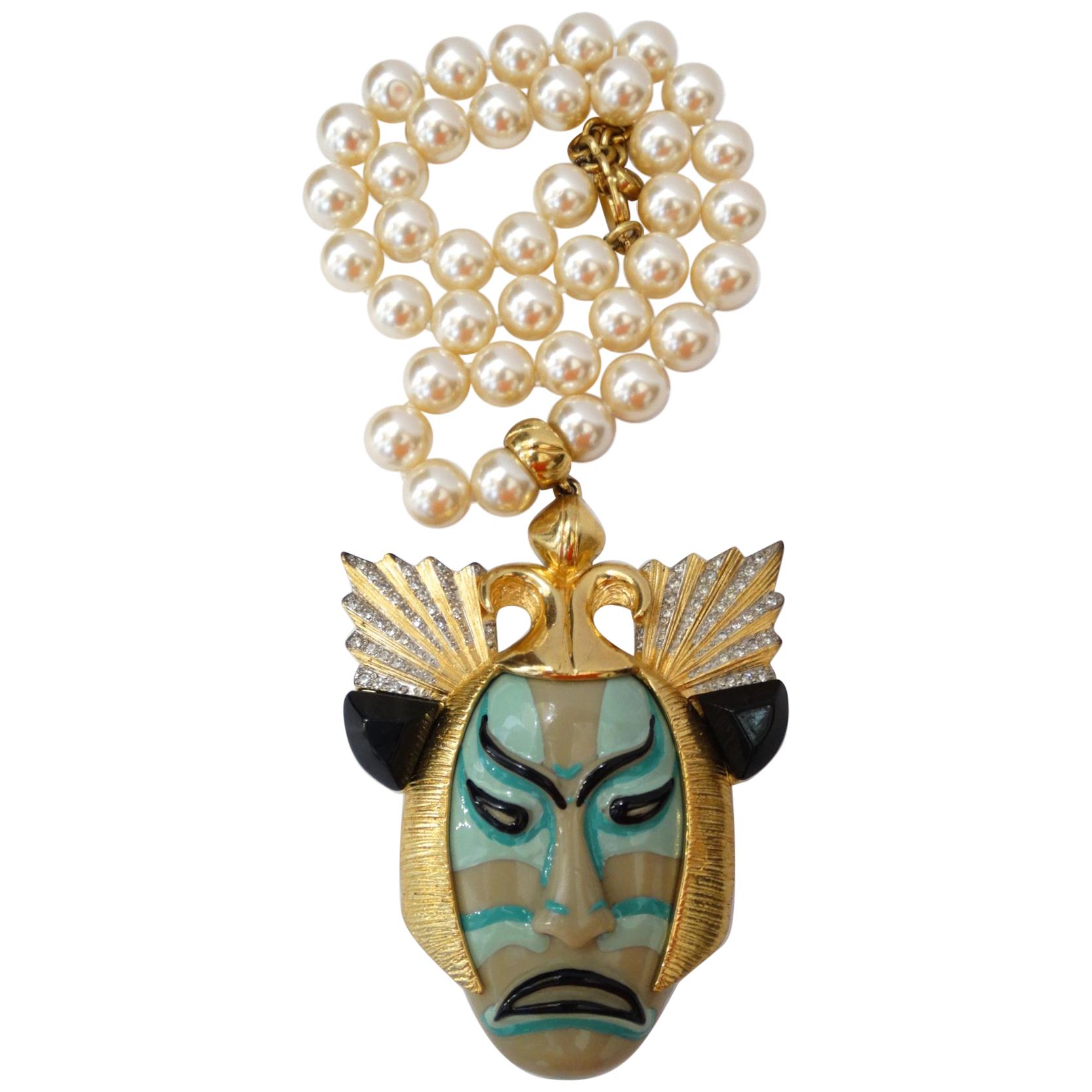 1980s Valentino Ancient Japanese Samurai Warrior Pendant Necklace at ...