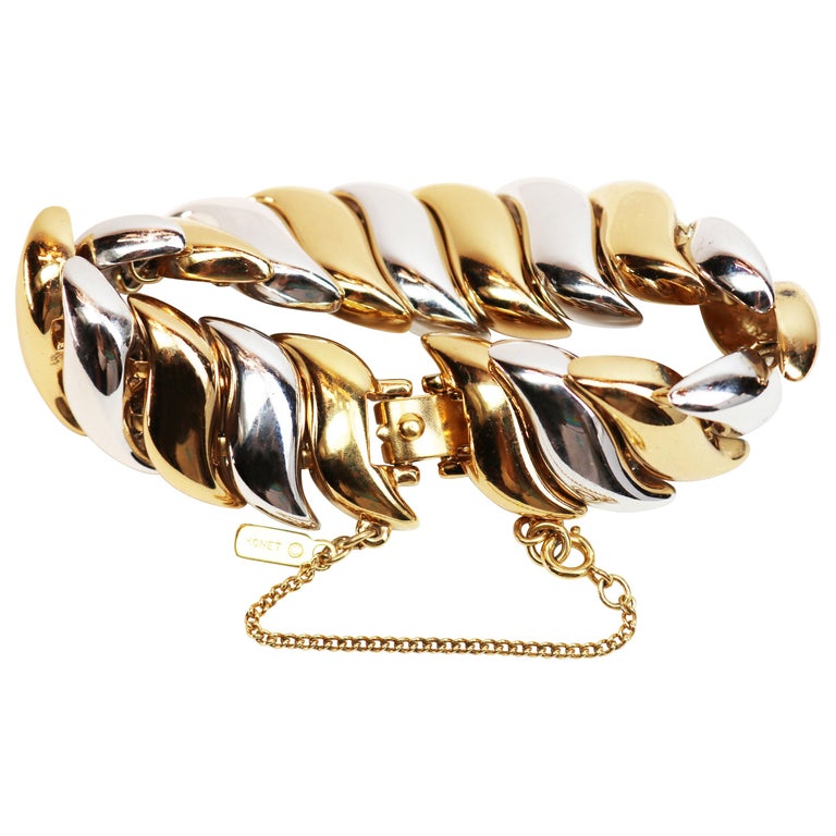Monet Silver and Gold Bracelet For Sale at 1stDibs
