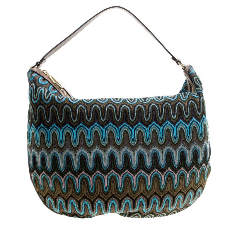 Missoni Green/Multicolor Fabric Weave Hobo For Sale at 1stDibs