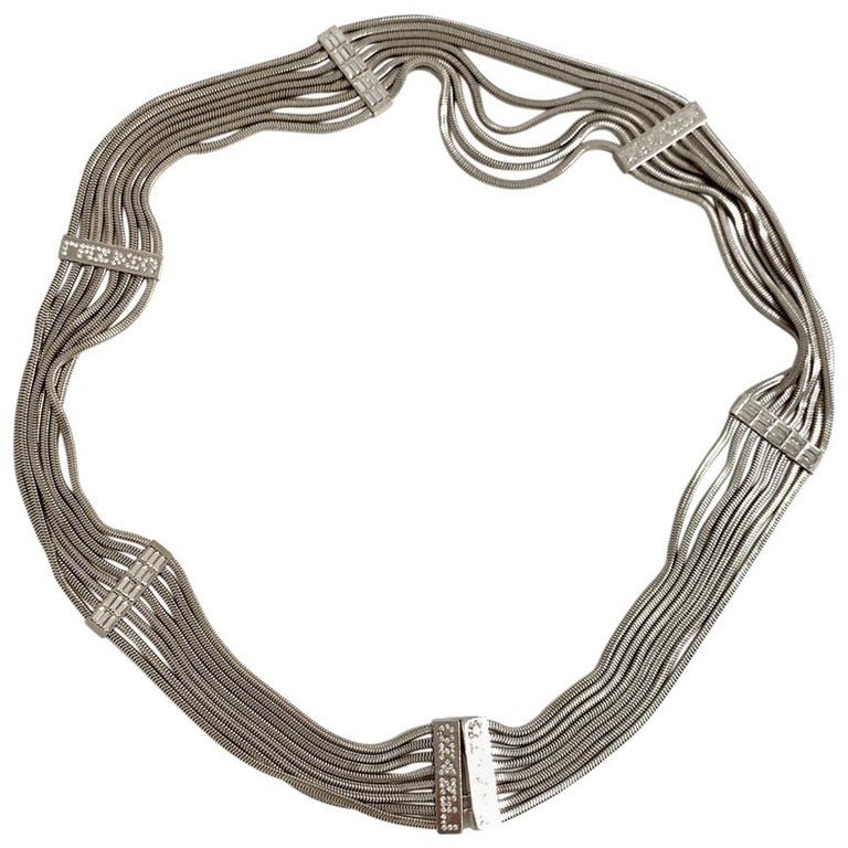 CHANEL Silver Metal Snake Mesh Belt Size 85 FR For Sale at 1stDibs