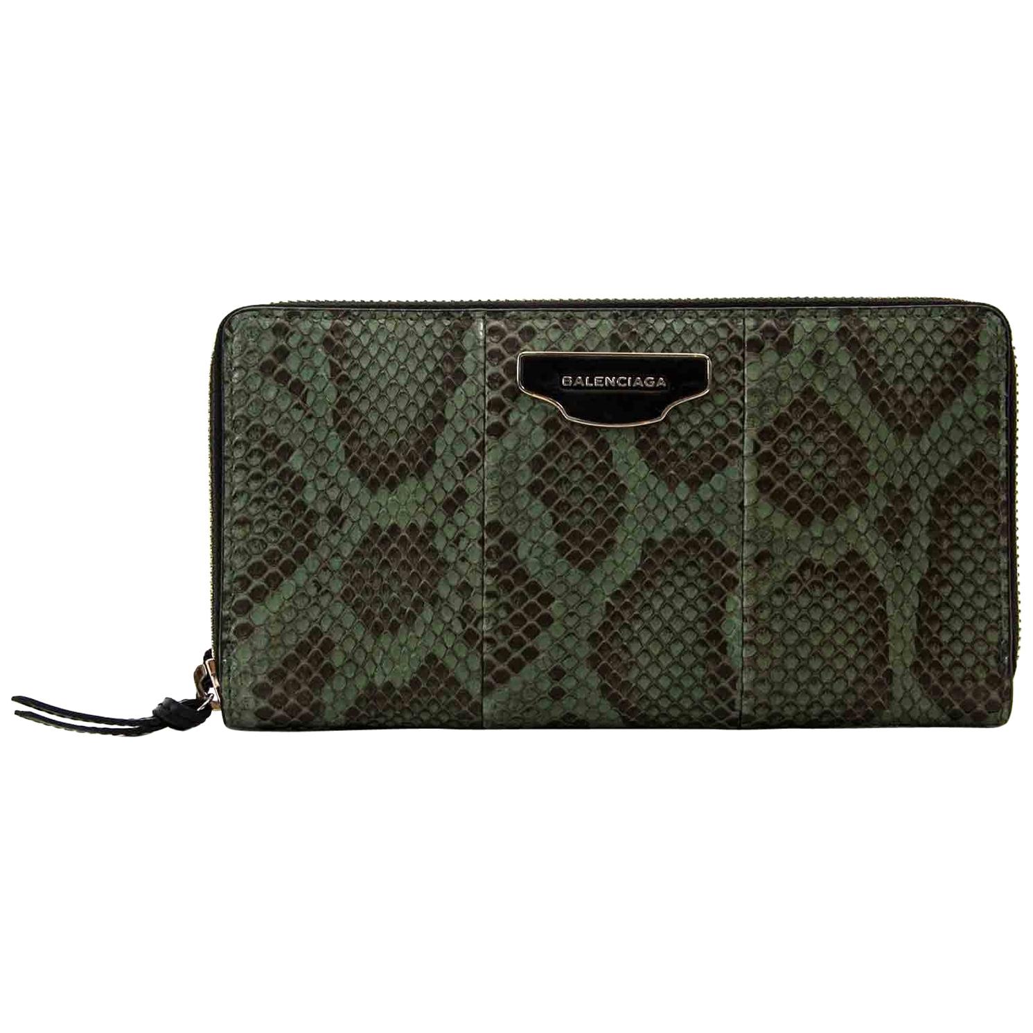 Balenciaga Green Python Zip Around Wallet For Sale at 1stDibs ...