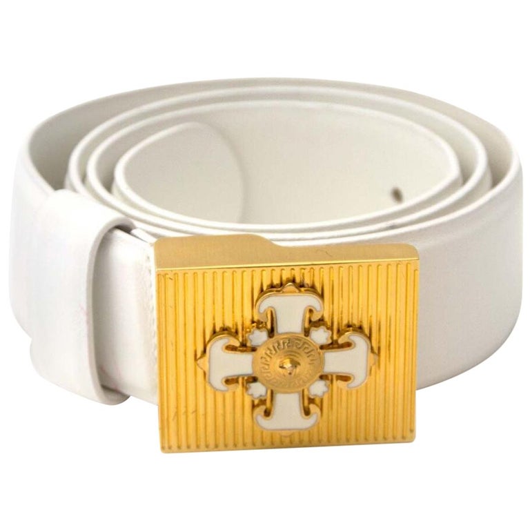 Versace White Gold Cross Belt at 1stDibs | white versace belt