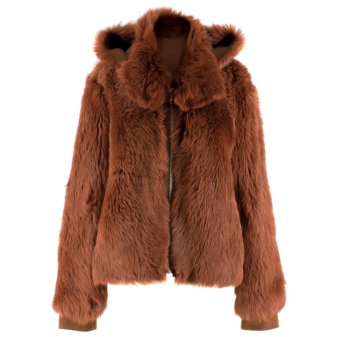 Scanlan Theodore Russet Shearling Fur Hooded Jacket ONE SIZE For Sale ...