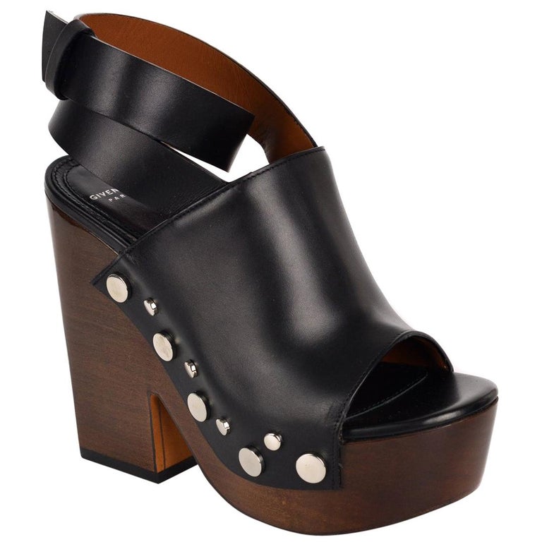 Givenchy Womens Black Leather Stud Clog Platform Sandals For Sale at ...