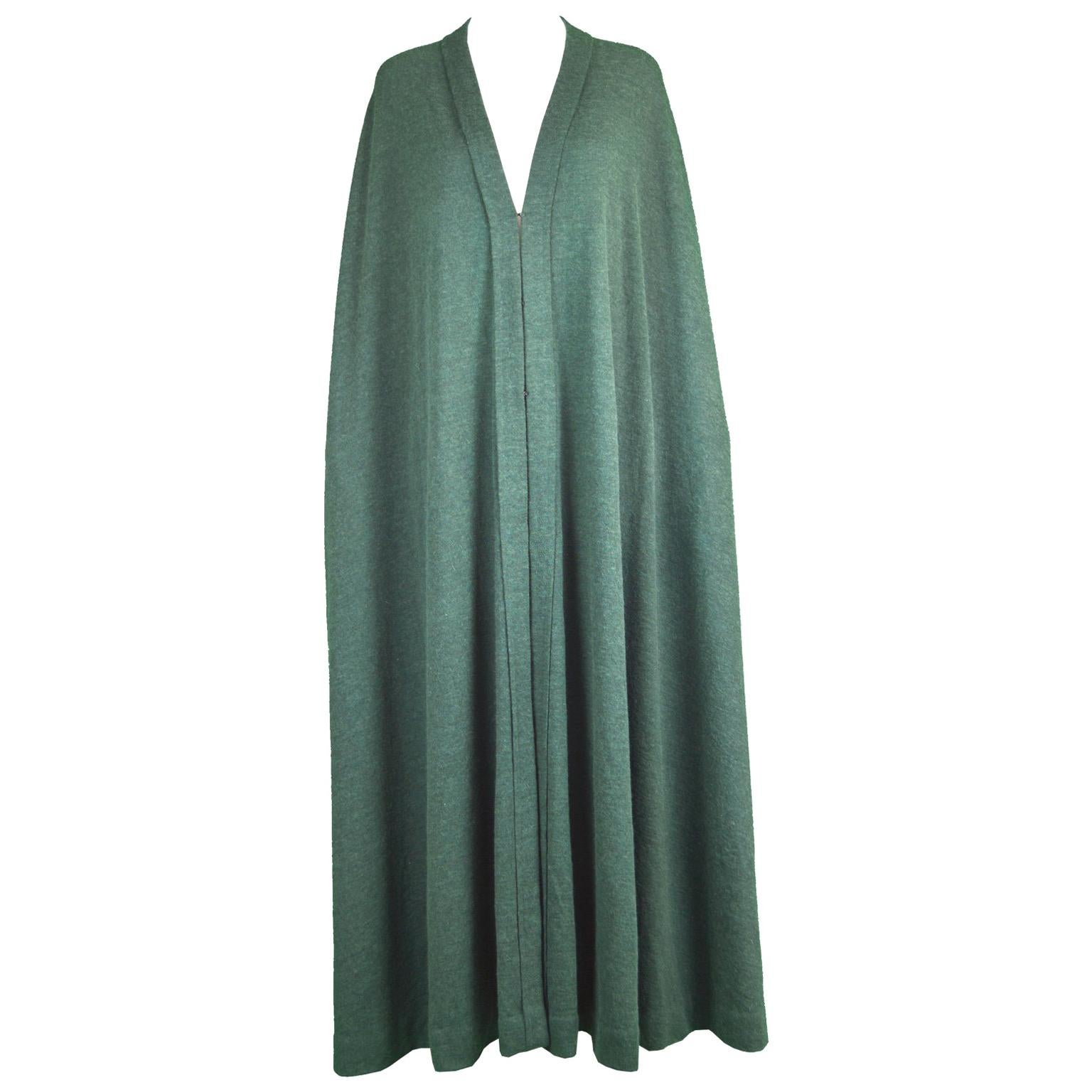Lanvin Haute Couture Unstructured Green Wool Knit Maxi Cape Cloak ...