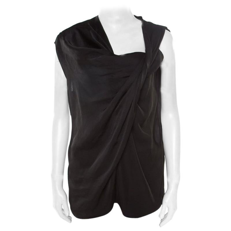 Lanvin Black Draped Sleeveless Top M at 1stDibs