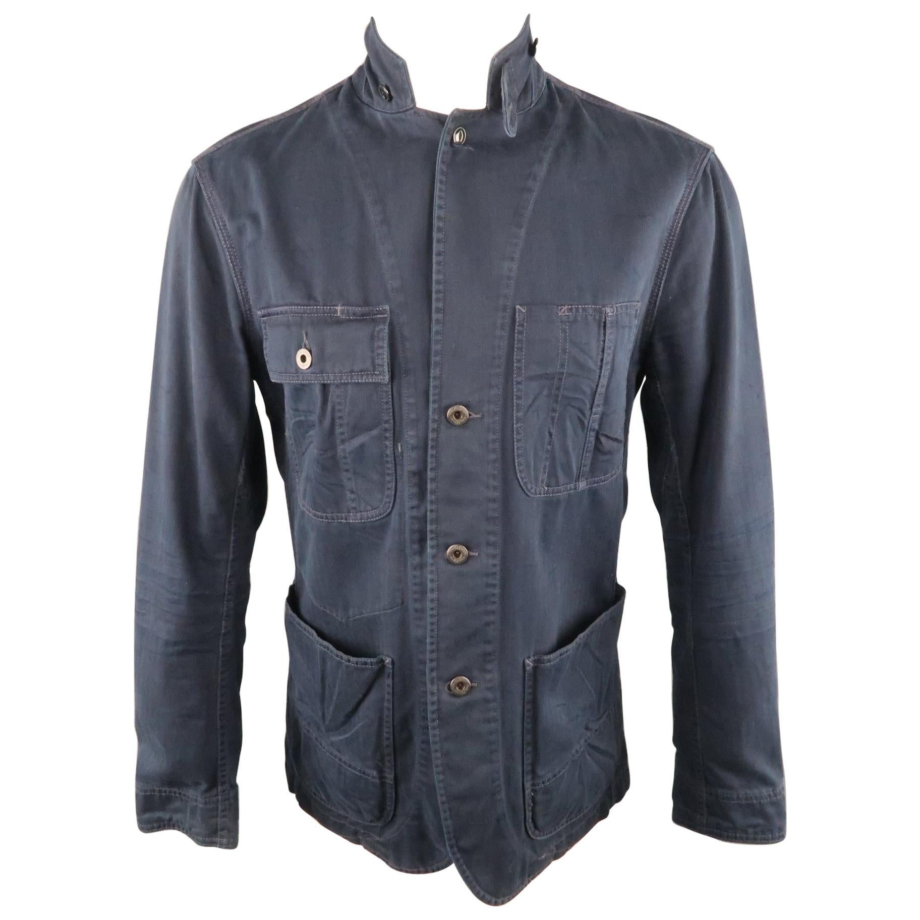 RALPH LAUREN M Navy Solid Cotton Worker Jacket at 1stDibs | navy worker ...
