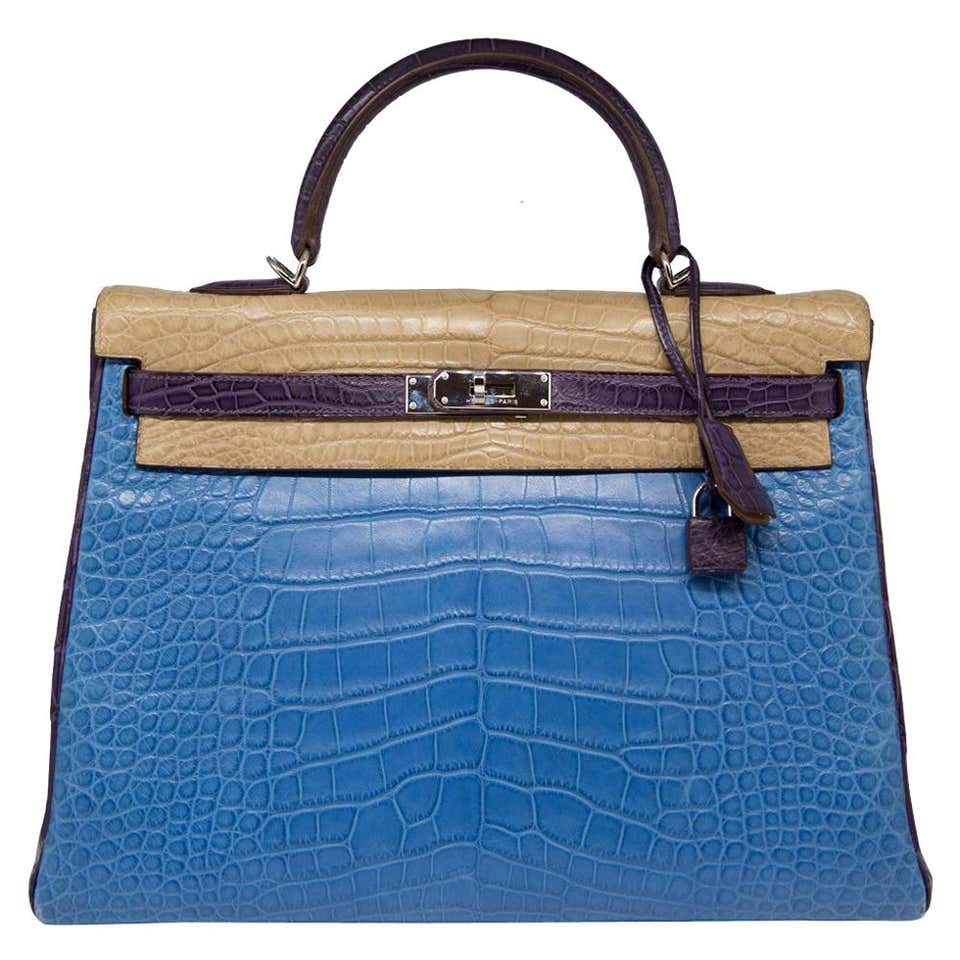 Hermès Special Order Tri Colour Alligator Leather 35cm Kelly Bag At
