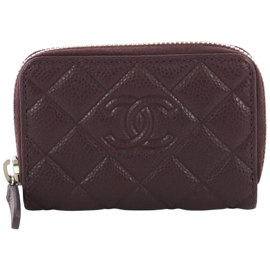 Chanel Diamond CC Zip Coin Purse Quilted Caviar Small at 1stDibs