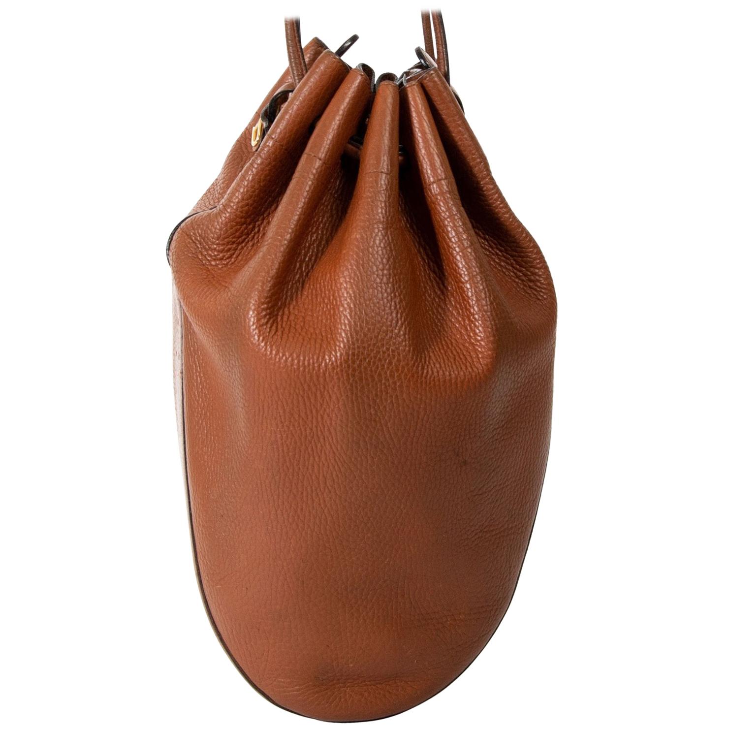 Delvaux Brown Leather Drawstring Bag at 1stDibs