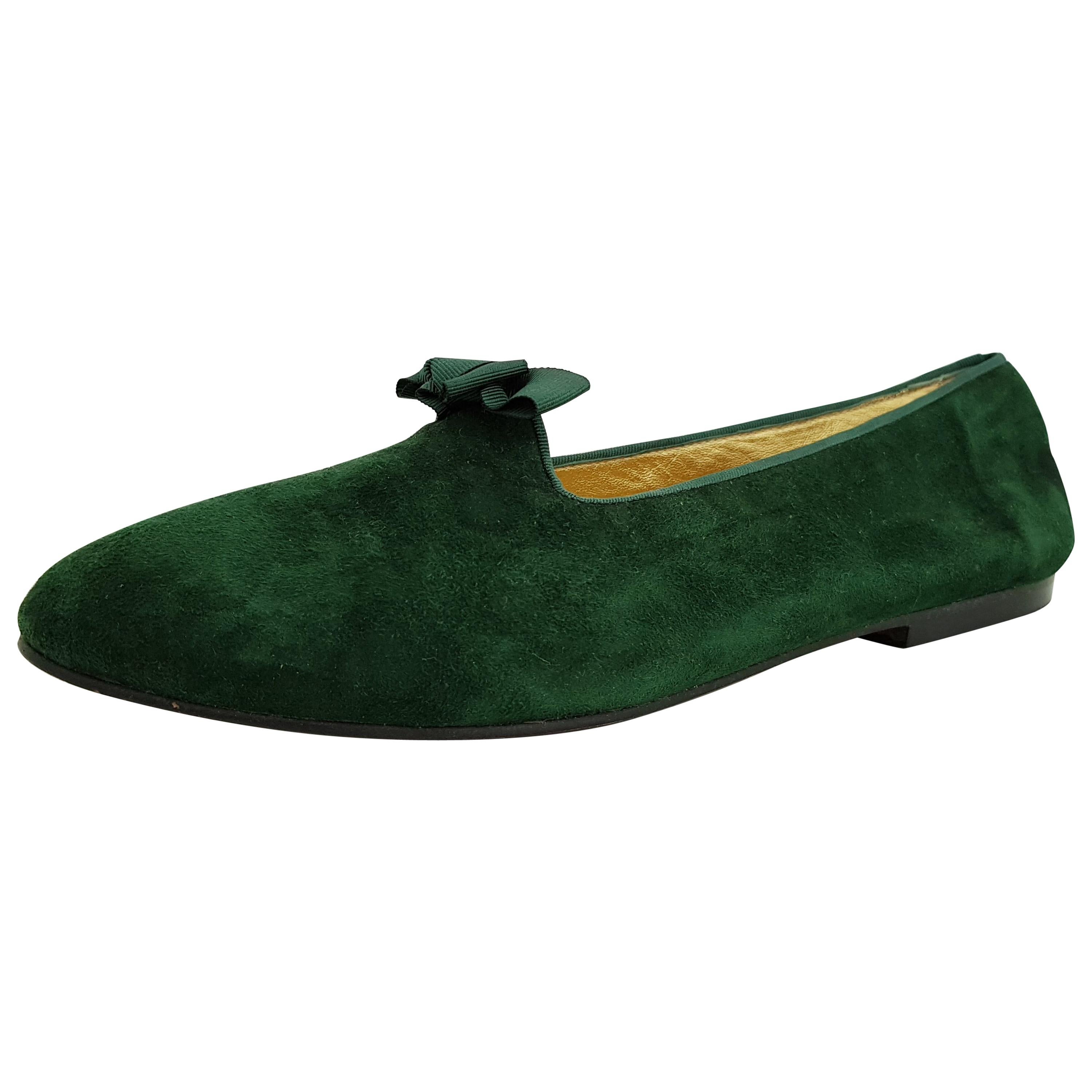 Green Suede Laced Flat Ballerines Ines de la Fressange - Size 40 (EU ...