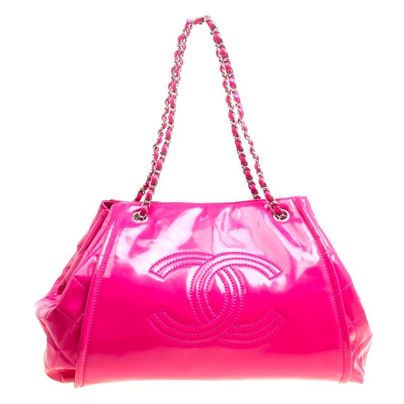 Chanel Fuschia Pink Patent Leather CC Tote For Sale at 1stDibs | chanel ...