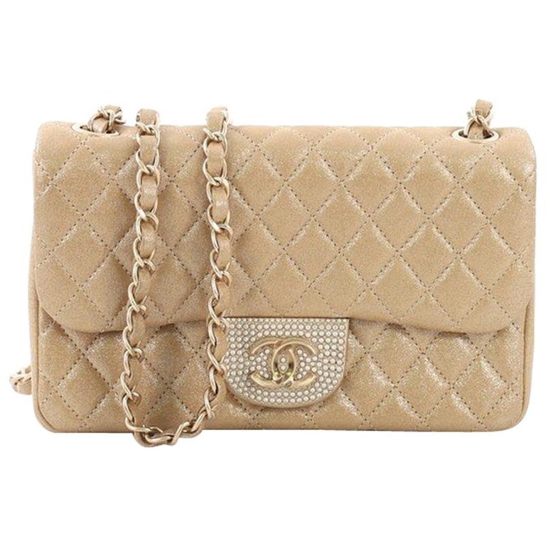 Chanel Pearl CC Crystal Flap Bag Quilted Iridescent Fabric Small at 1stDibs