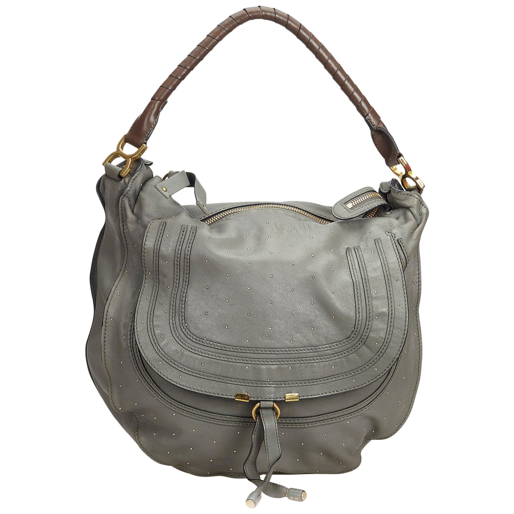 Chloe Gray Leather Studded Marcie Handbag France For Sale at 1stDibs ...