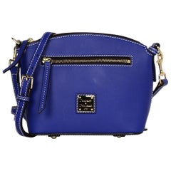 Dooney and Bourke French Blue Leather Domed Crossbody Bag For Sale at ...