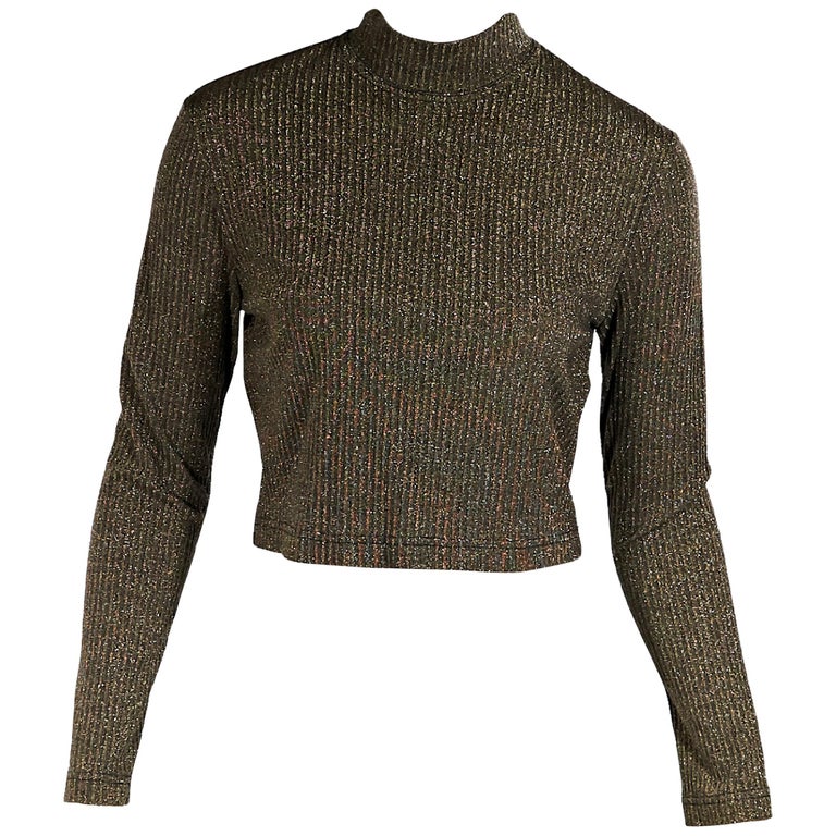 Metallic Gold Vintage Fendi Cropped Sweater at 1stDibs