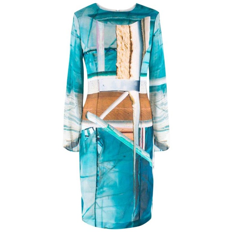 Hussein Chalayan Blue Beach Print Dress US 6 at 1stDibs