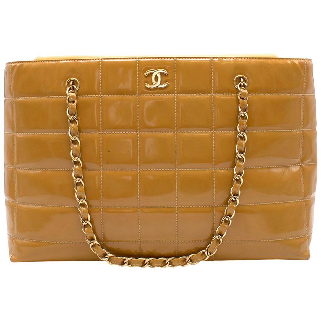 Chanel Caramel Quilted Patent Leather Shoulder Bag at 1stDibs