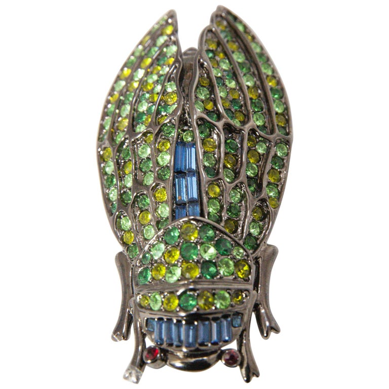 Large 3-3/8” Cicada Multi-Color Brooch at 1stDibs