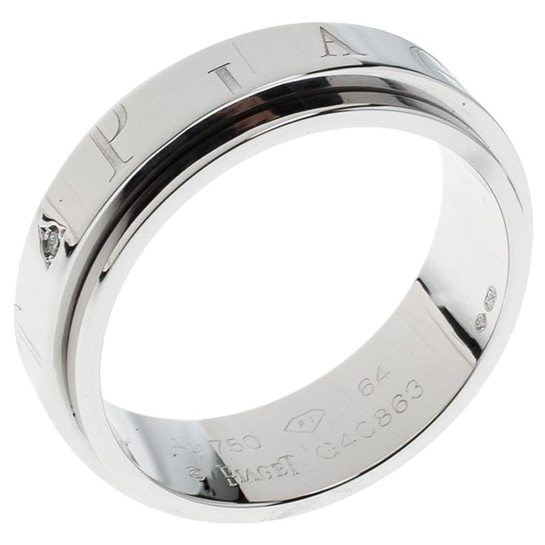 Piaget Possession Logo Motif 18k White Gold Band Ring Size 64 For Sale ...