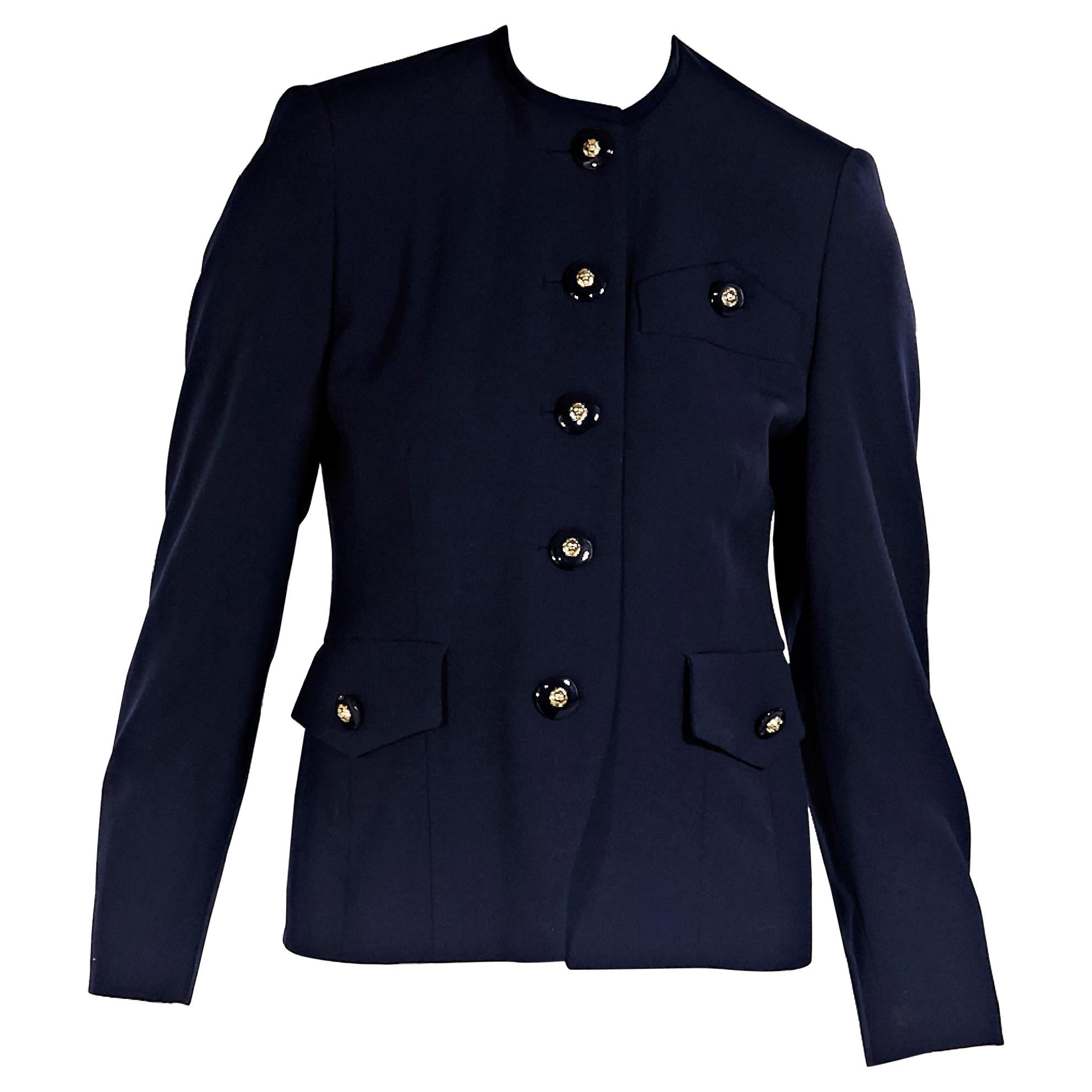 Navy Blue Vintage Chanel Creations Jacket For Sale at 1stDibs