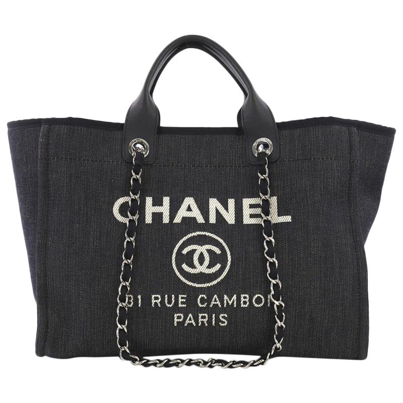 Chanel Deauville Chain Tote Denim Medium at 1stDibs